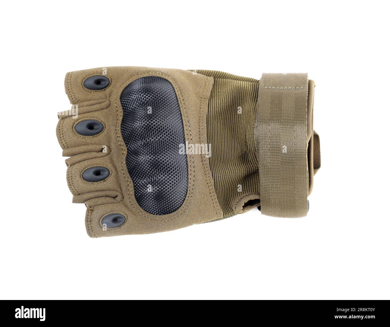 Tactical glove isolated on white, top view. Military training equipment ...