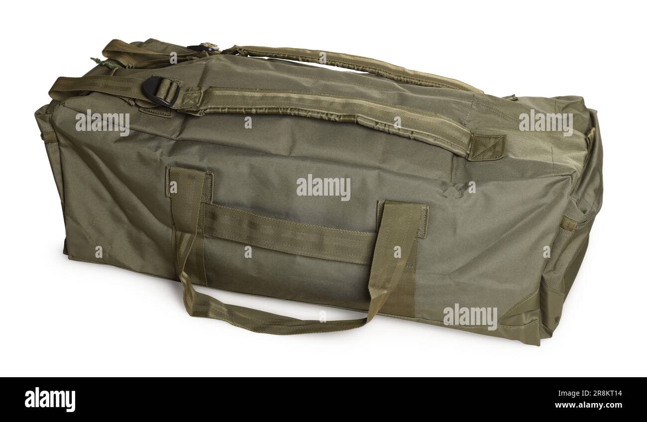 Army duffle bag isolated on white. Military equipment Stock Photo - Alamy