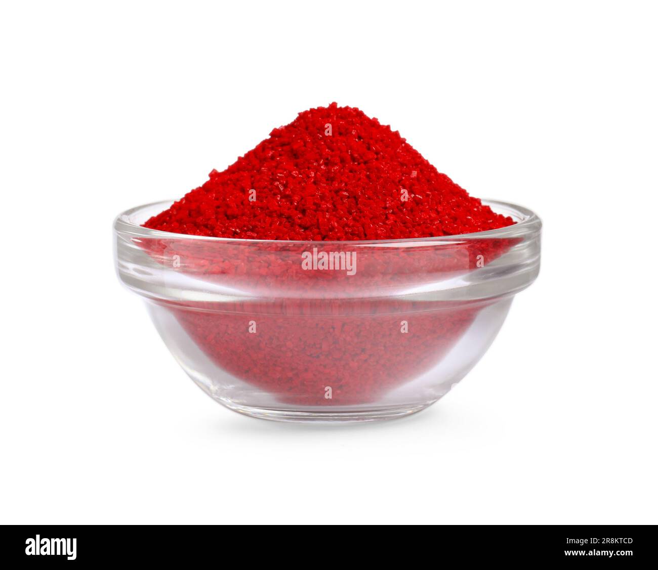 Glass bowl with red food coloring isolated on white Stock Photo - Alamy