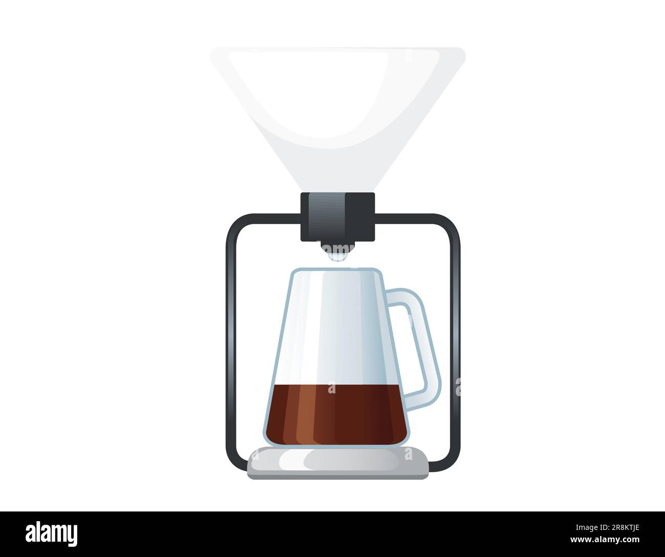 Drip Coffee Brewing with filter seeping vector illustration isolated on ...