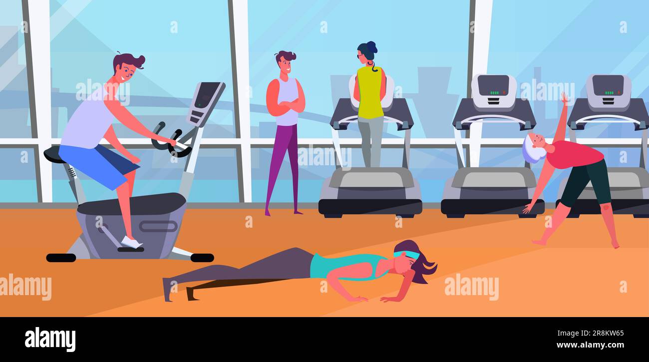 People training bodies in gym Stock Vector Image & Art - Alamy