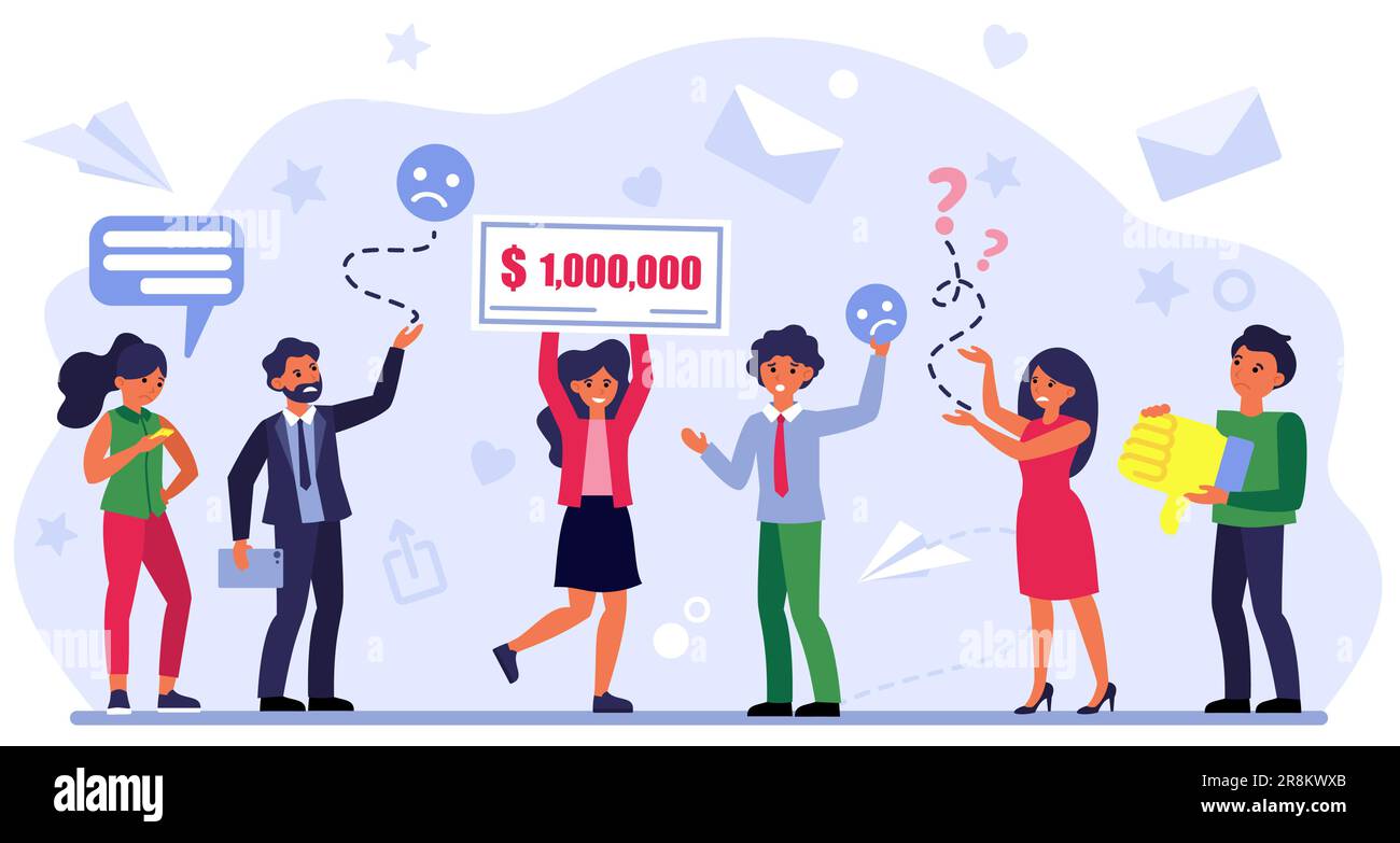 Happy woman winning money prize Stock Vector Image & Art - Alamy