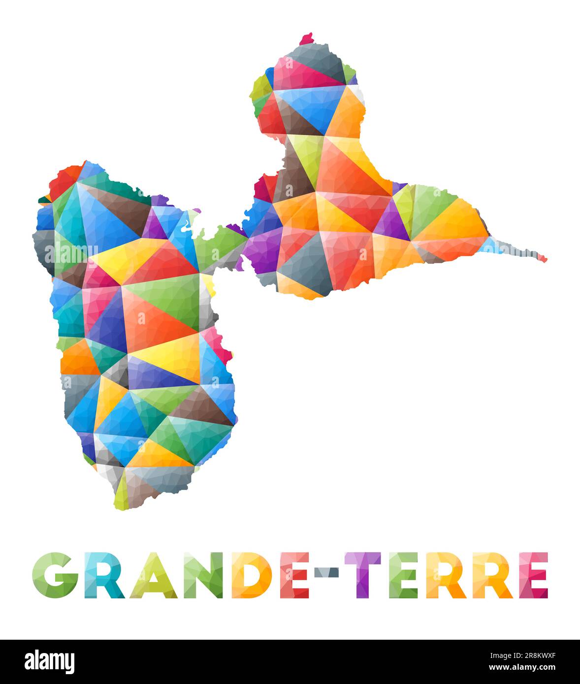 Grande-Terre - colorful low poly island shape. Multicolor geometric ...