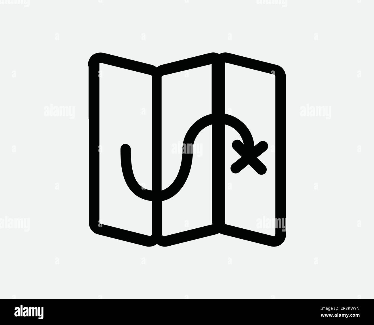 Map Line Icon Direction Navigation Marker Path Route Travel Discovery Journey Black White Sign