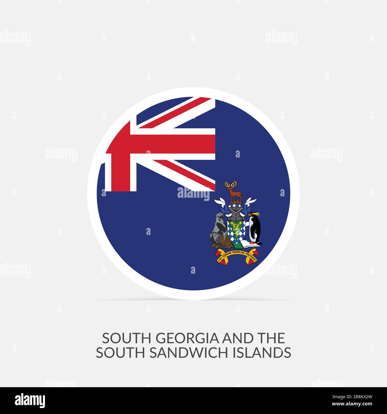 South Georgia and the South Sandwich Islands round flag icon with ...
