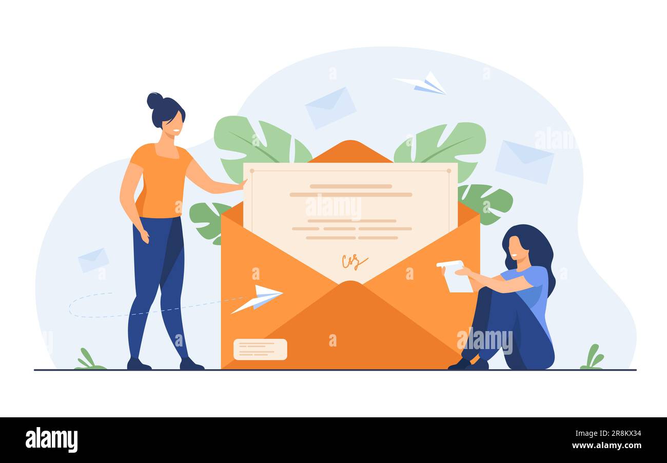 Woman receiving mail and reading letter Stock Vector Image & Art - Alamy