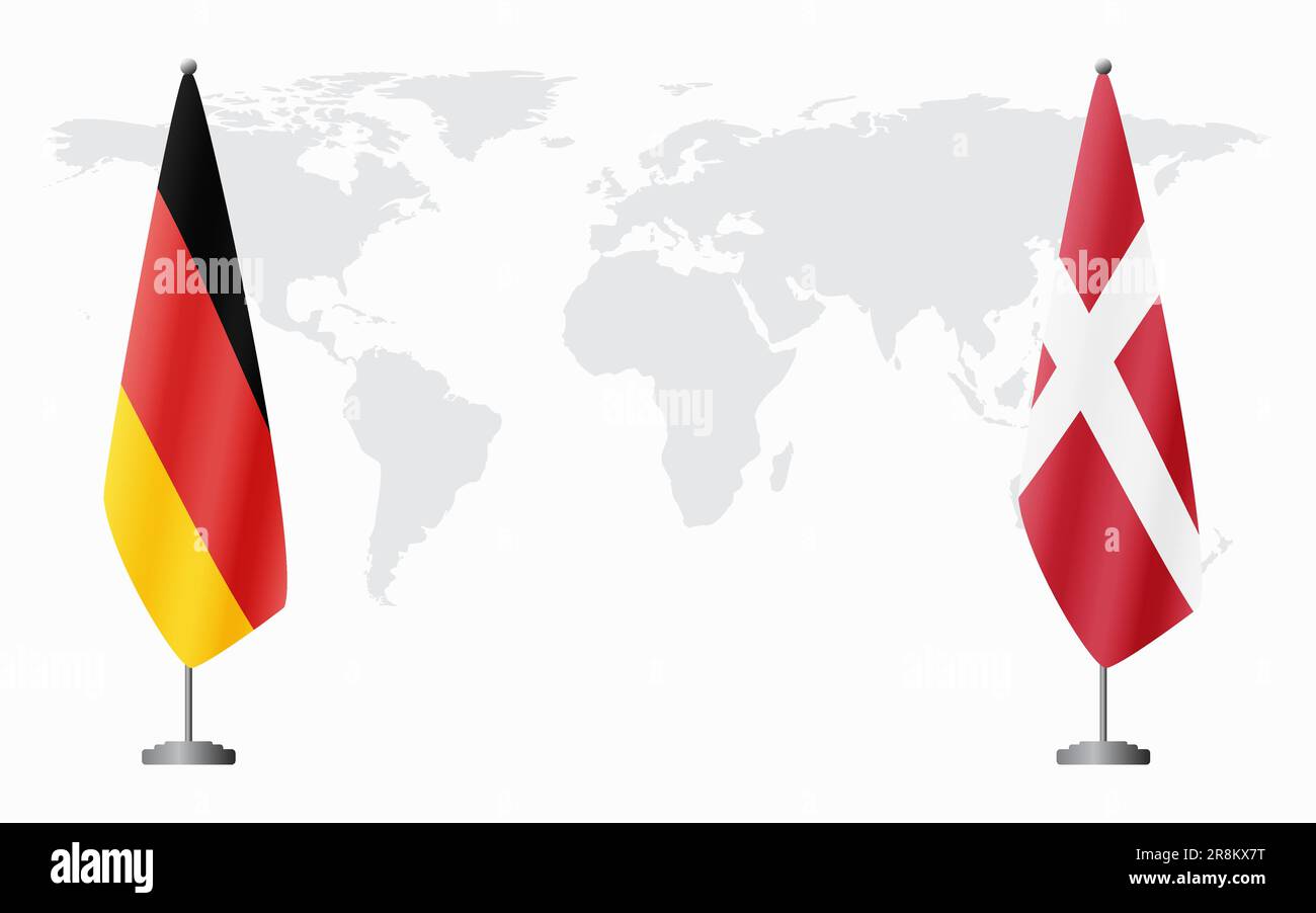 Germany and Denmark flags for official meeting against background of ...