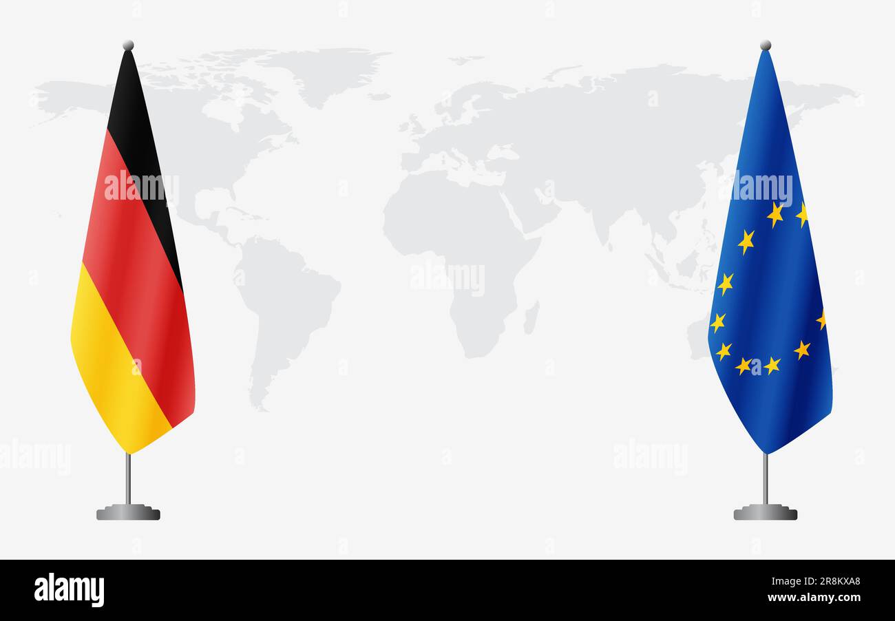 Germany and European Union flags for official meeting against ...