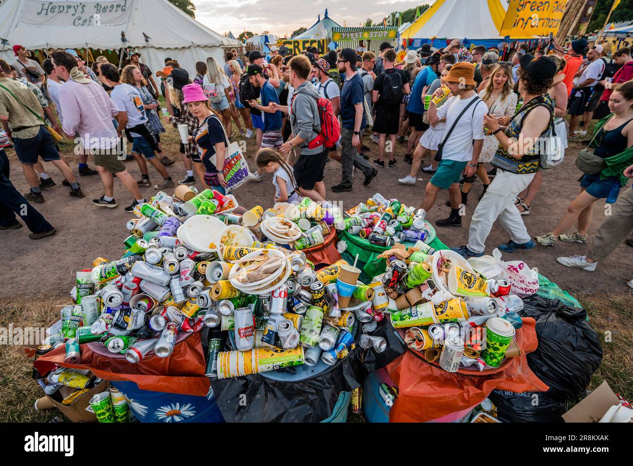 Glastonbury, UK. 21st June, 2023. Leave no trace, the festival motto, but the rubbish piles up ...