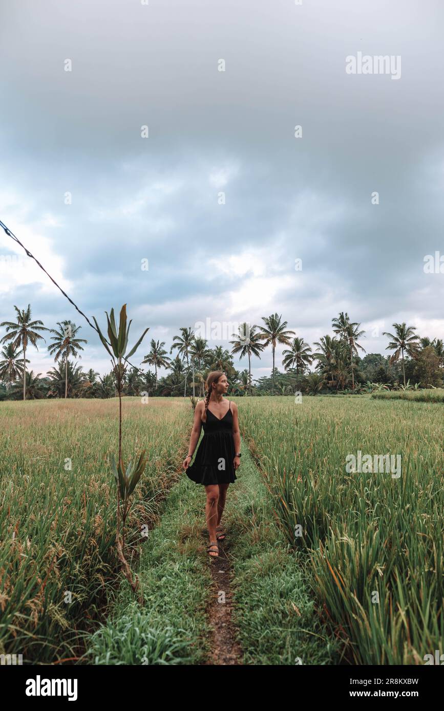 Balinese girl in rice fields hi-res stock photography and images - Alamy