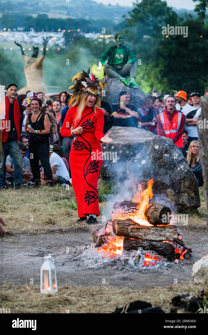 Glastonbury, UK. 21st June, 2023. The earth based pagan opening ...