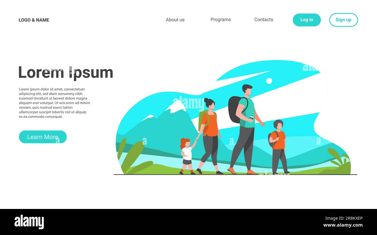 Happy active family walking outdoors Stock Vector Image & Art - Alamy