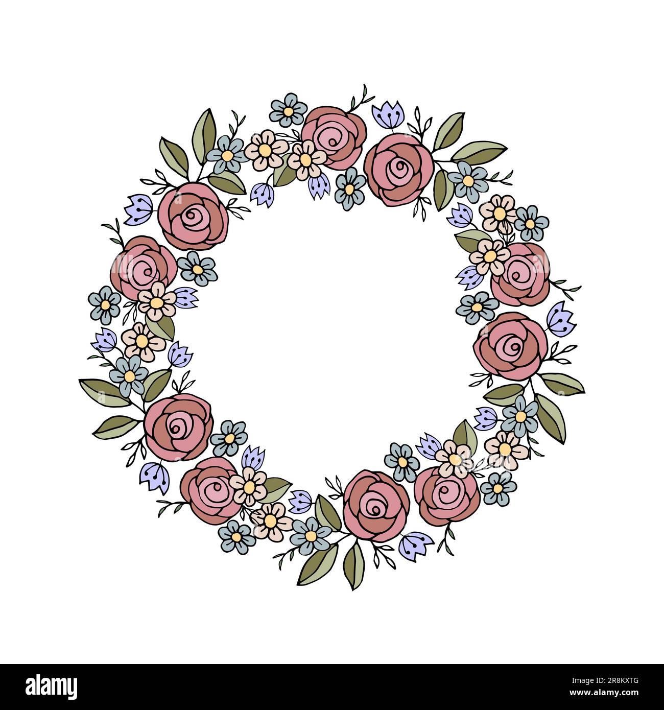 Romantic roses circle frame Stock Vector Images - Alamy