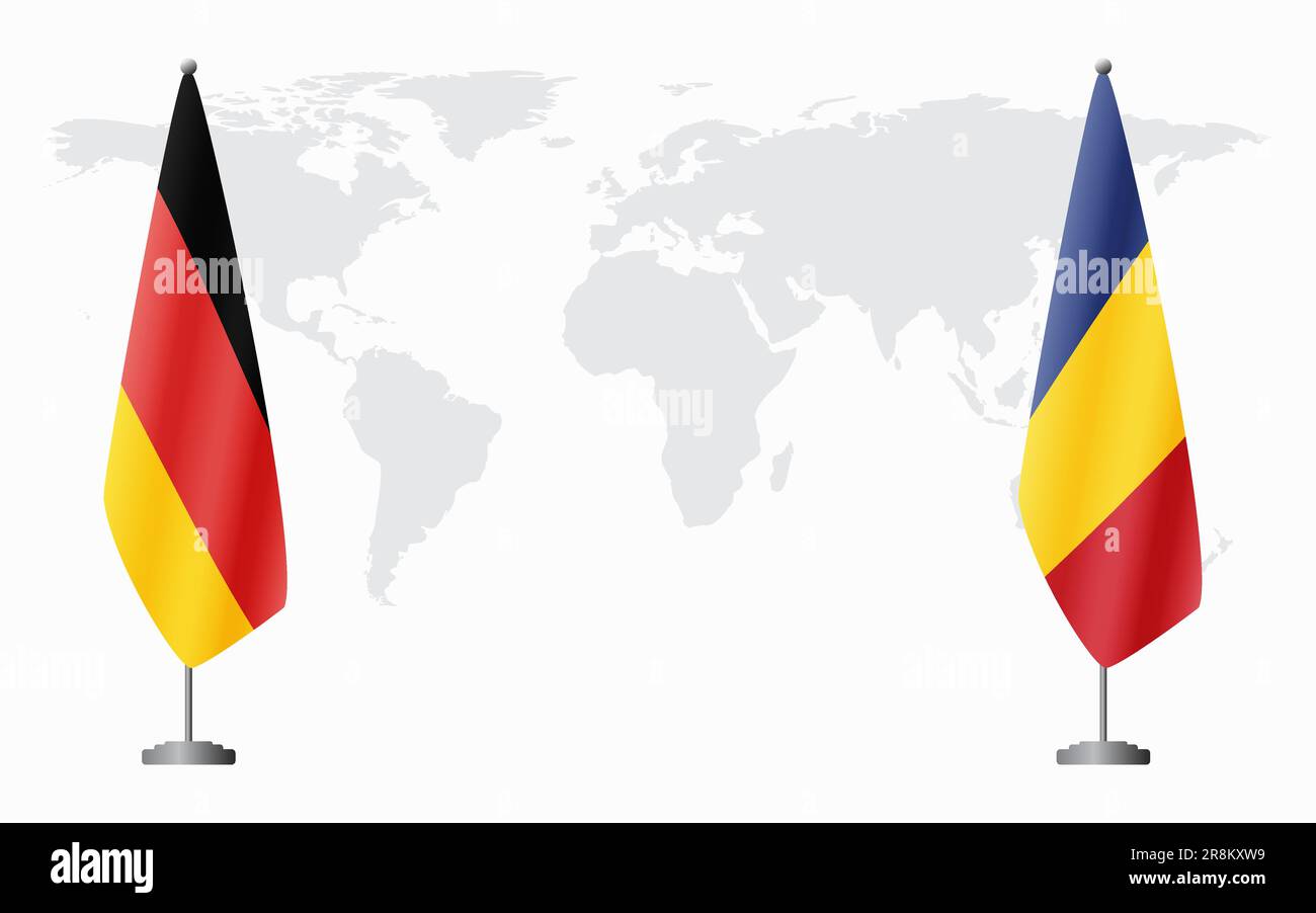 Germany and Romania flags for official meeting against background of ...