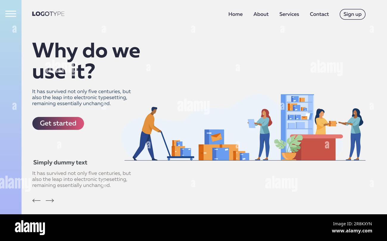 Postman giving parcel to customer in post office Stock Vector Image ...