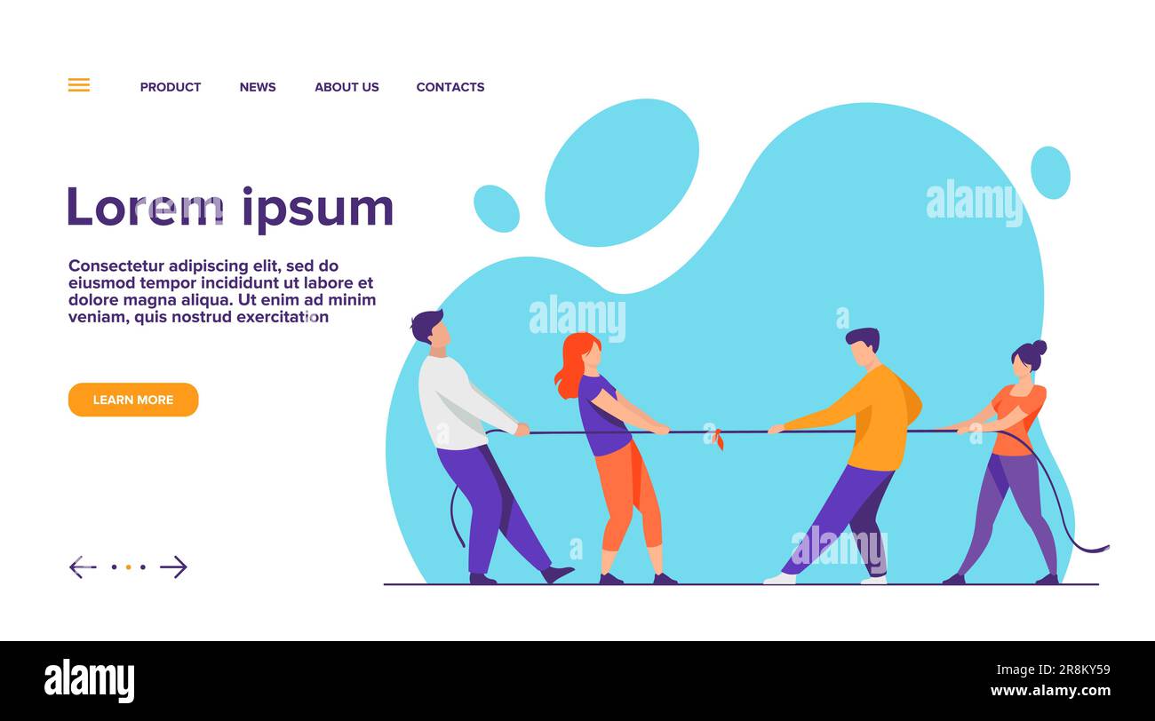 People pulling opposite ends of rope flat vector illustration Stock ...