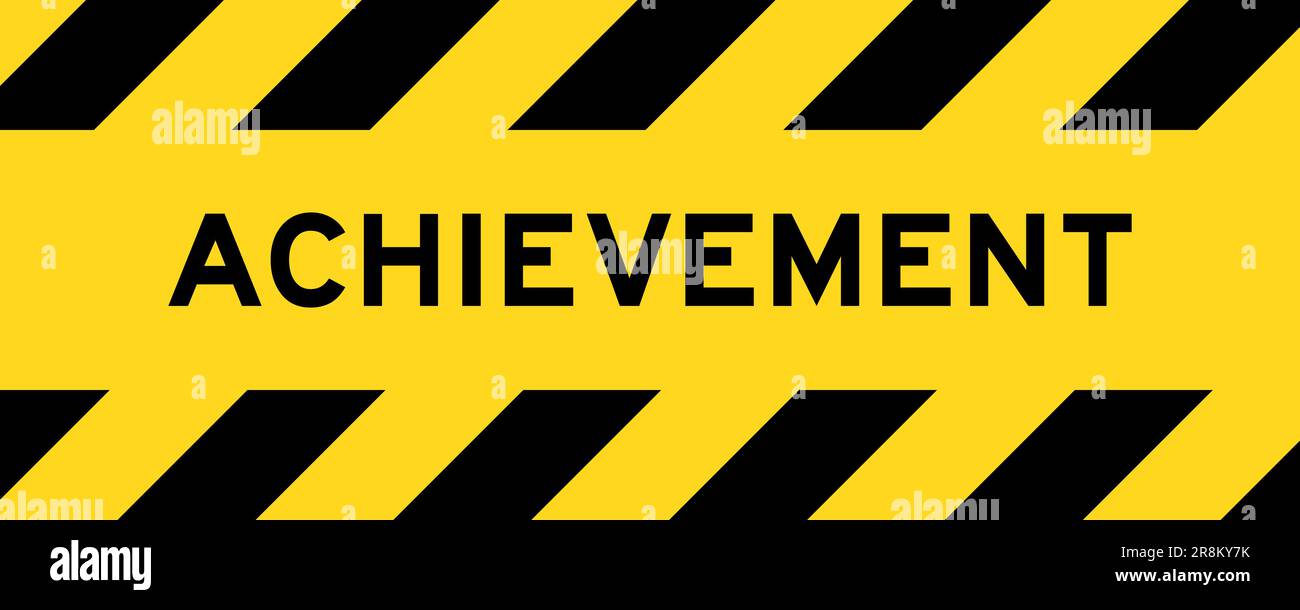 Yellow and black color with line striped label banner with word ...