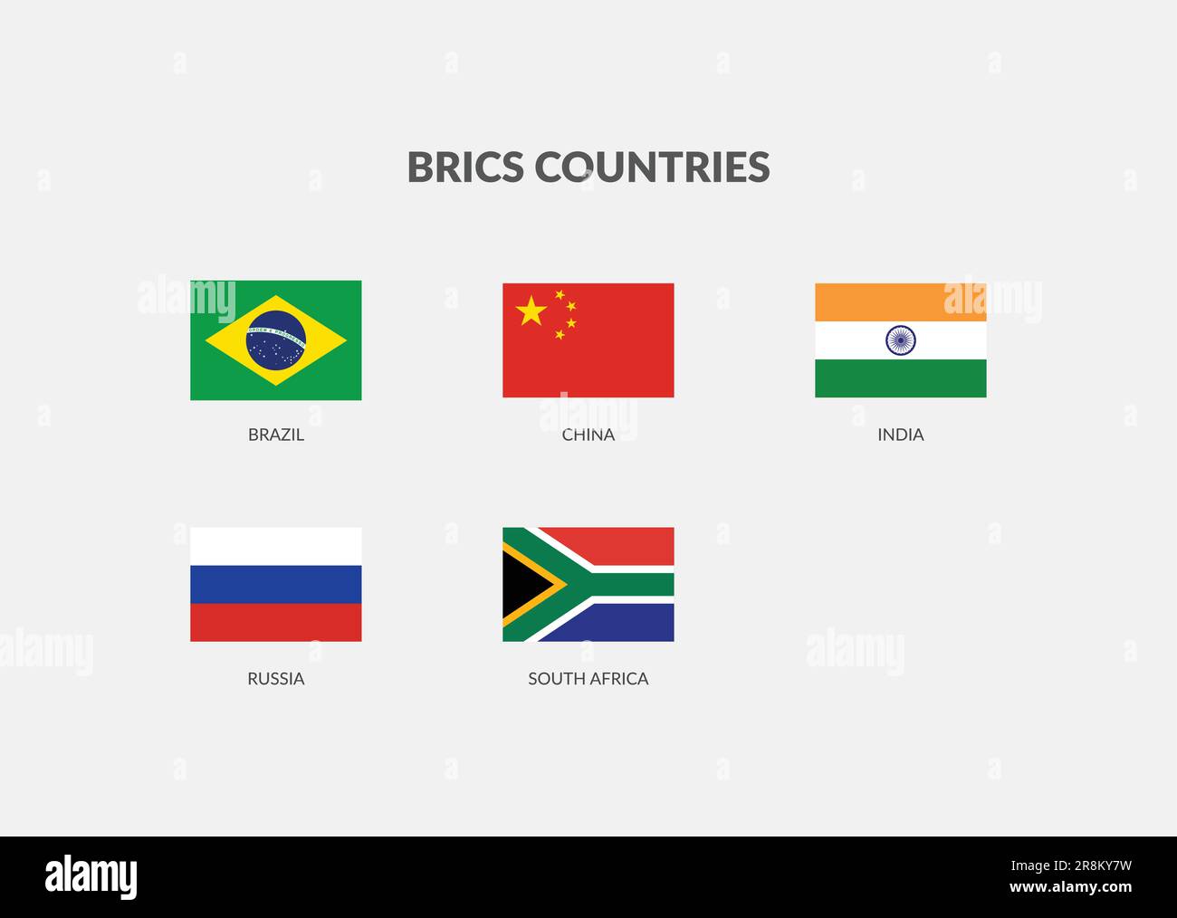 BRICS Countries Rectangle flag icon collection Stock Vector Image & Art ...