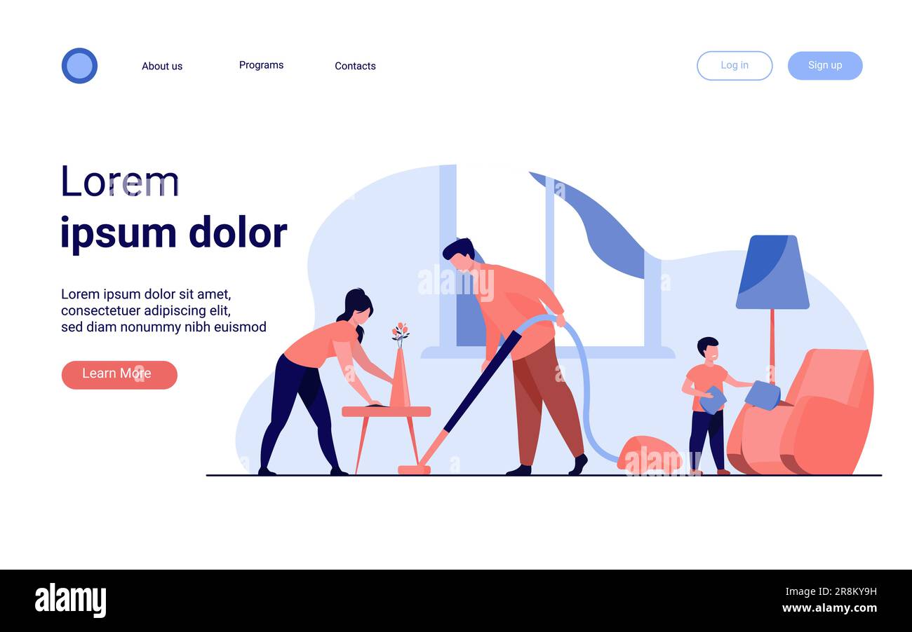 Happy family housekeeping together flat vector illustration Stock ...