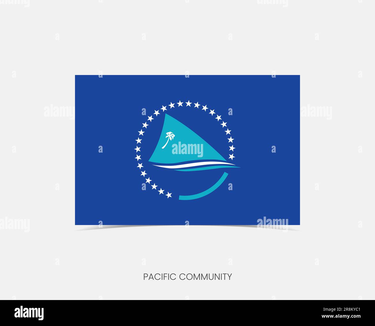 Pacific Community Rectangle flag icon with shadow Stock Vector Image ...