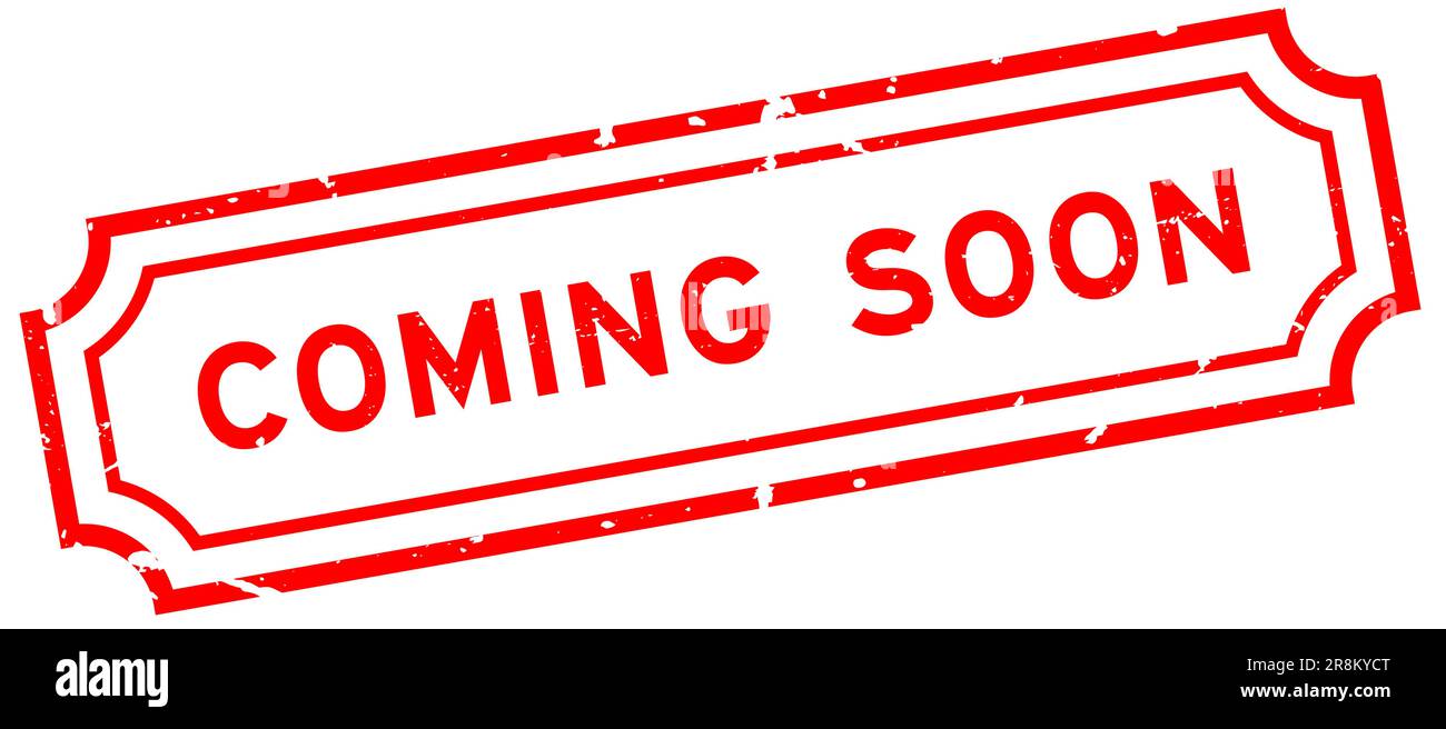 Grunge red coming soon word rubber seal stamp on white background Stock ...