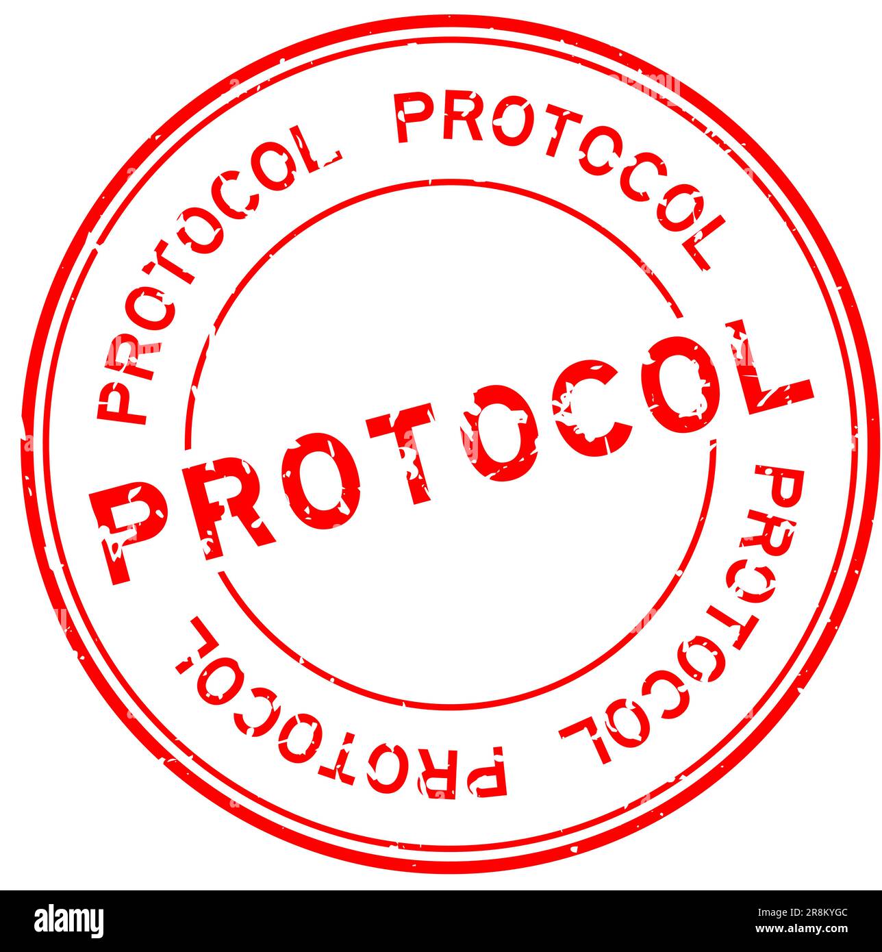 Grunge Red Protocol Word Round Rubber Seal Stamp On White Background