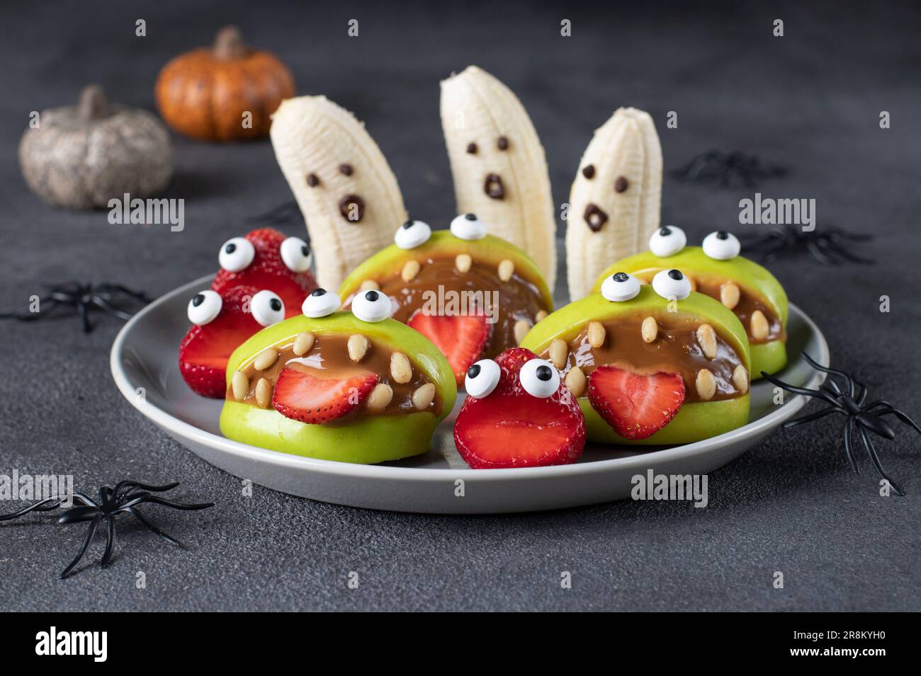 Spooky banana ghosts monsters, strawberry and green apple monsters for ...