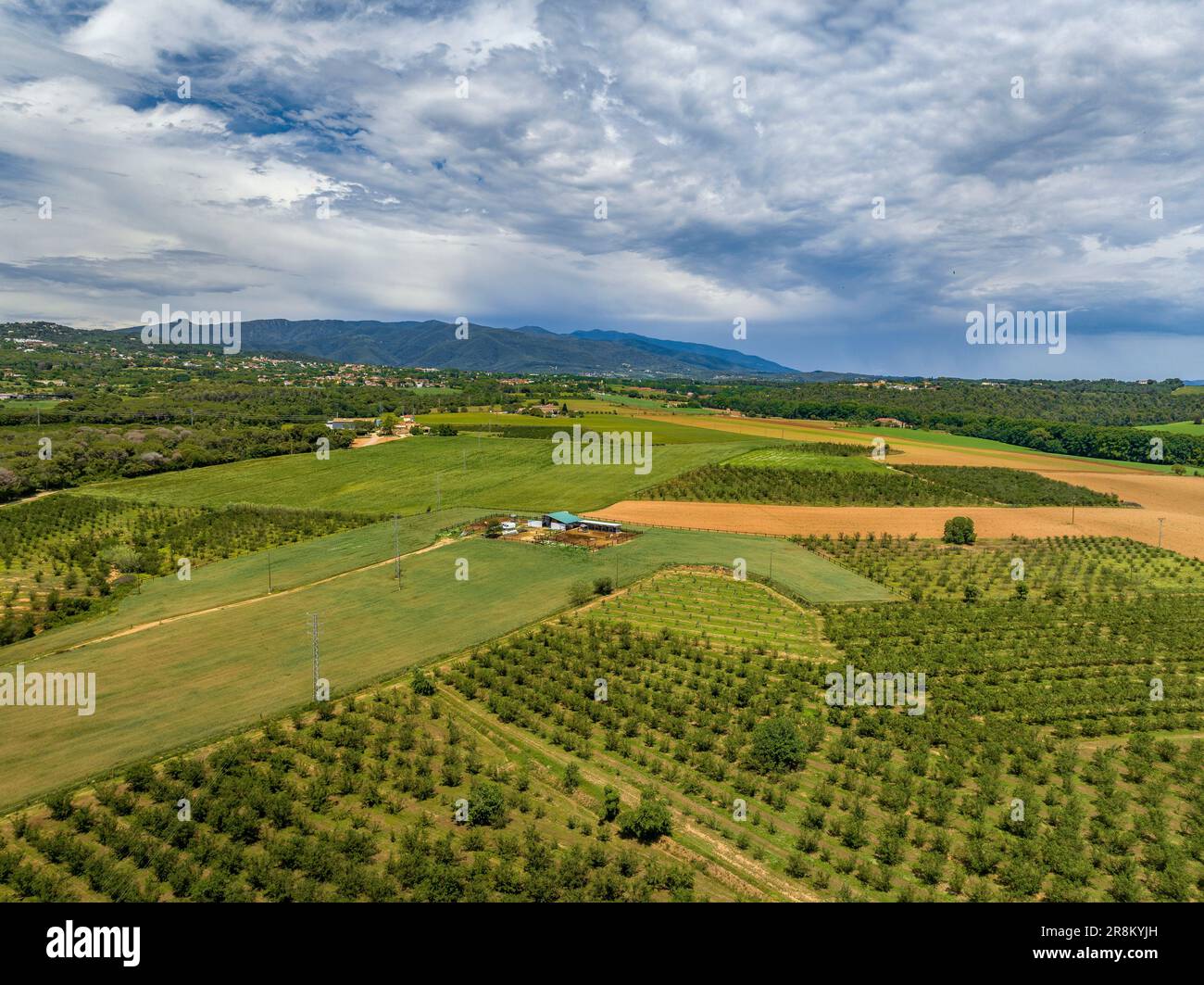 Aerial view of fields and rural areas of Santa Eulàlia de Ronçana ...