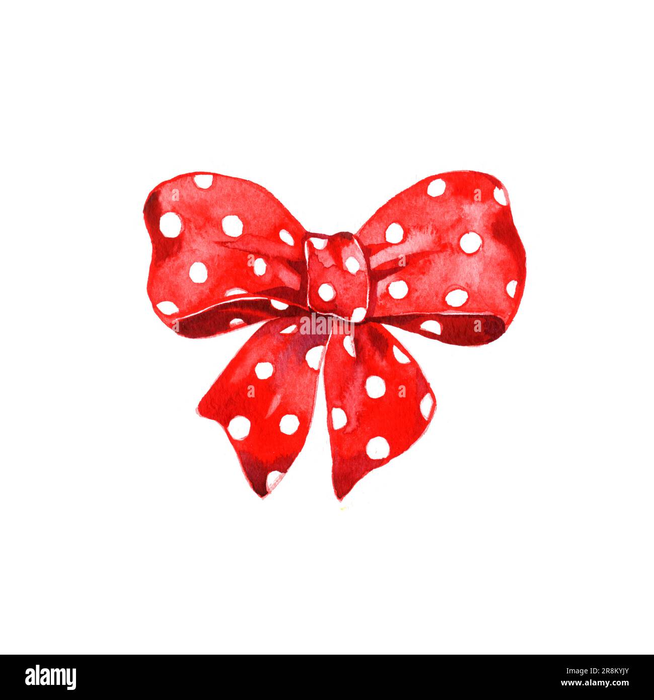 Watercolor red bow polka dot isolated on white background Stock Photo ...