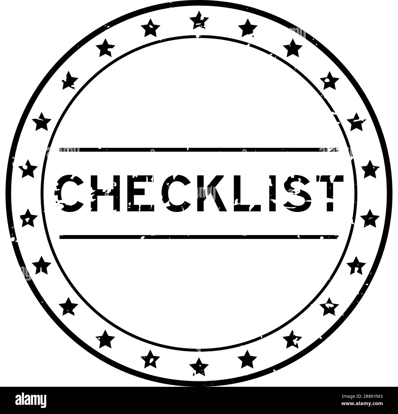Grunge black checklist word round rubber seal stamp on white background ...