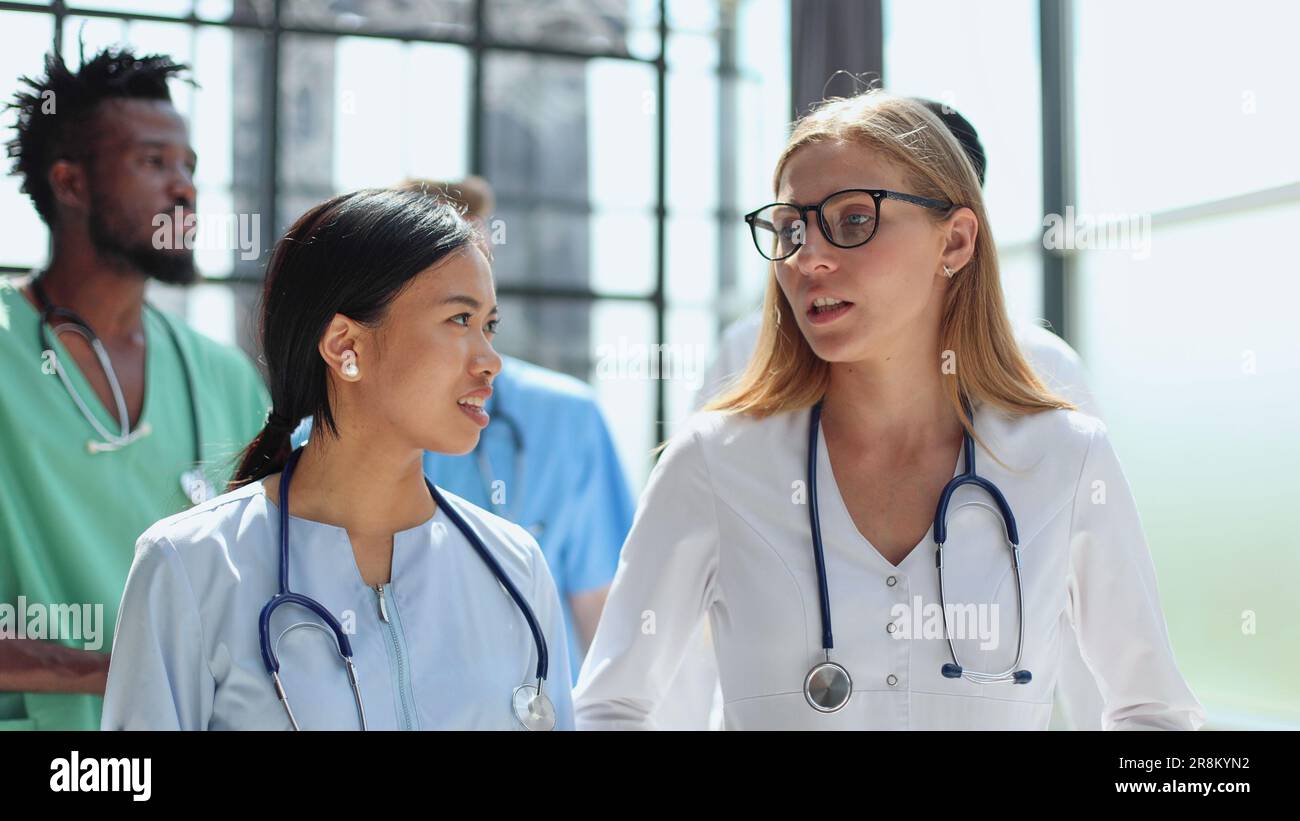 Portrait team professional doctors. The staff of the medical faculty. multinational people ...