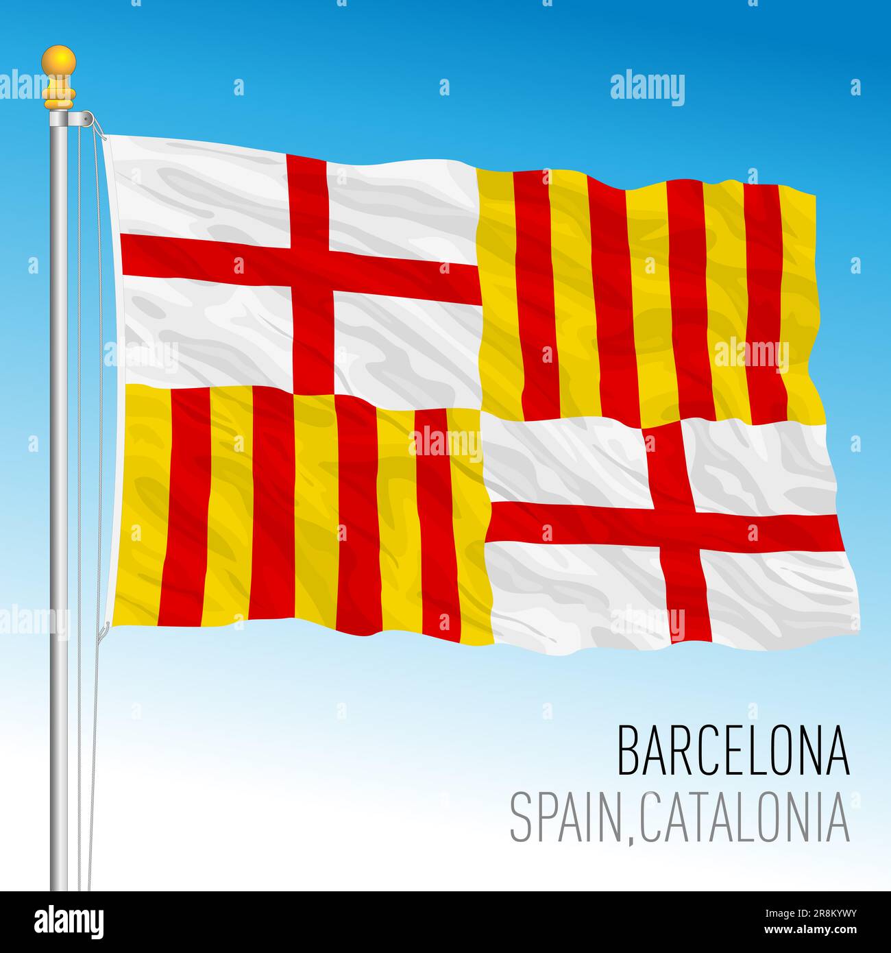 Barcelona city municipal flag, Catalonia, Spain, vector illustration ...
