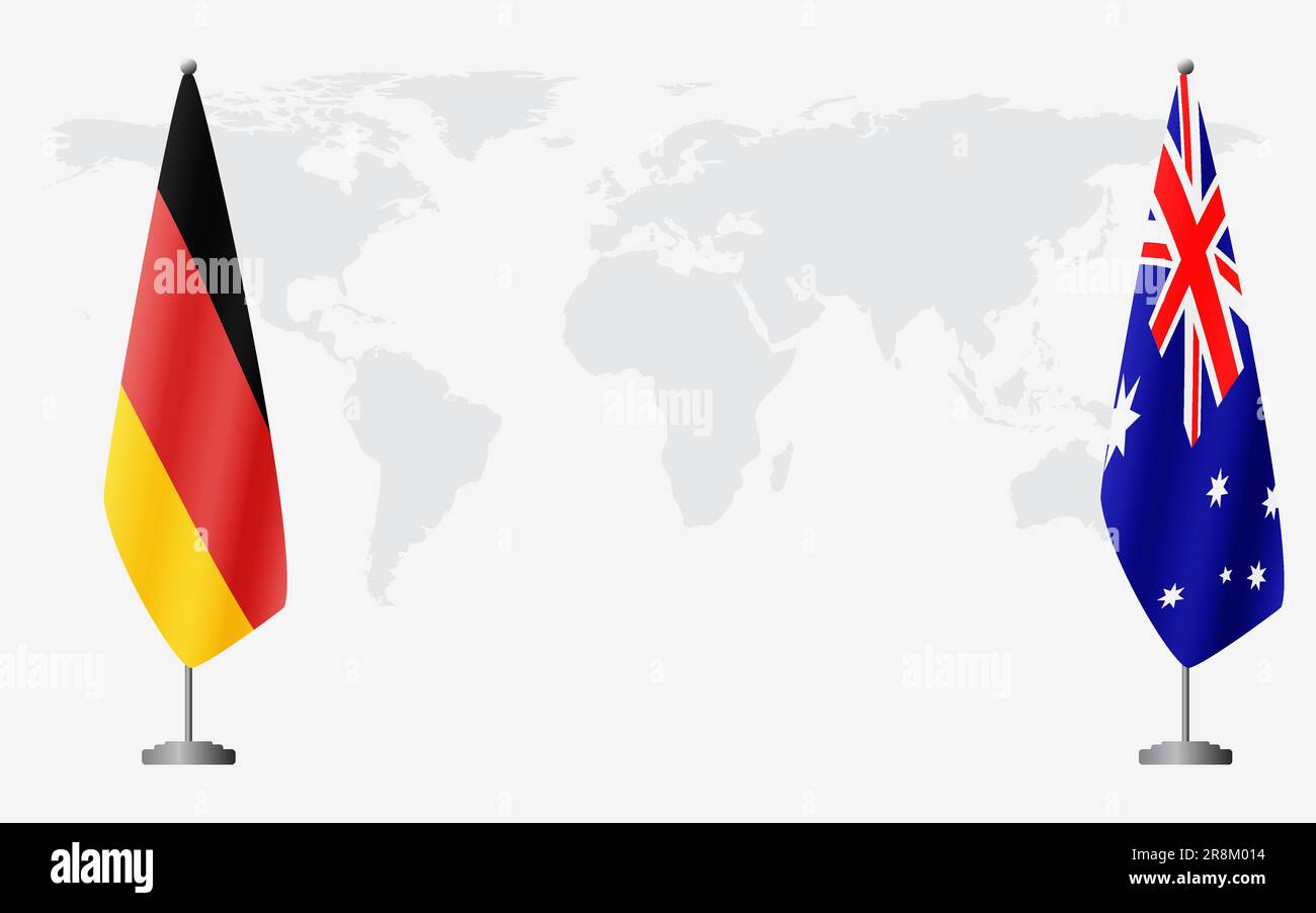 Germany and Australia flags for official meeting against background of ...