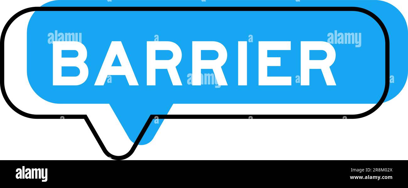 Speech banner and blue shade with word barrier on white background ...