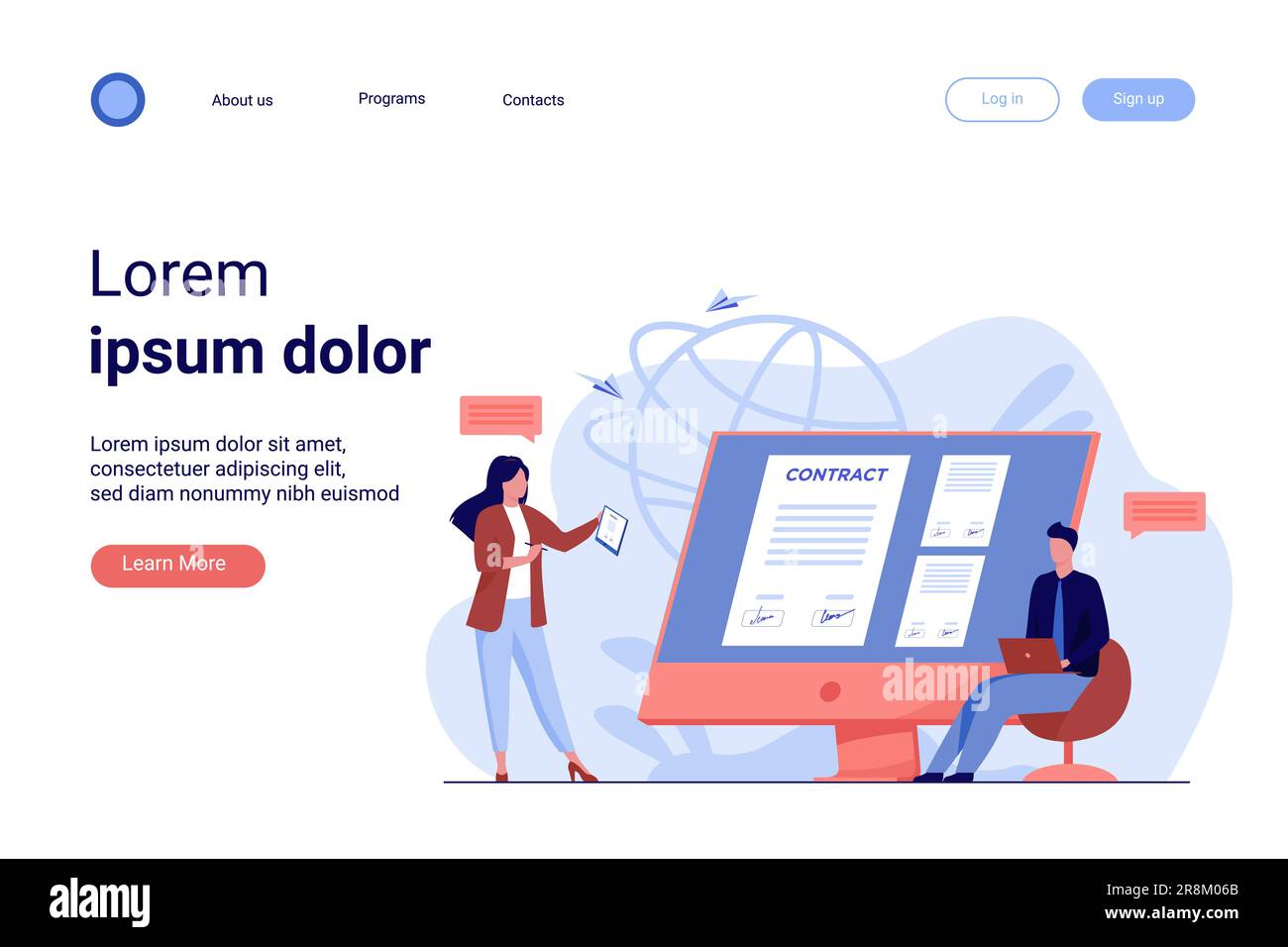 Business people signing online contract with electronic sign Stock ...