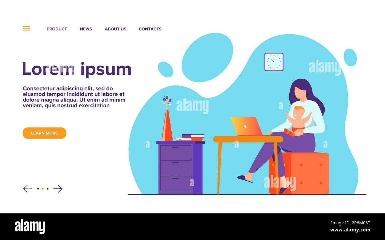 Mother baby working home Stock Vector Images - Alamy