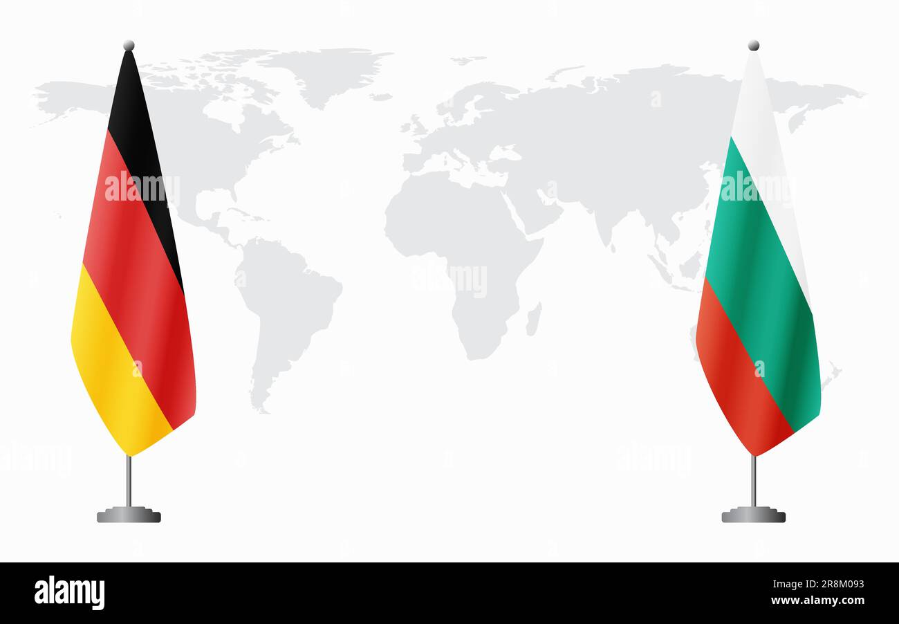 Germany and Bulgaria flags for official meeting against background of ...