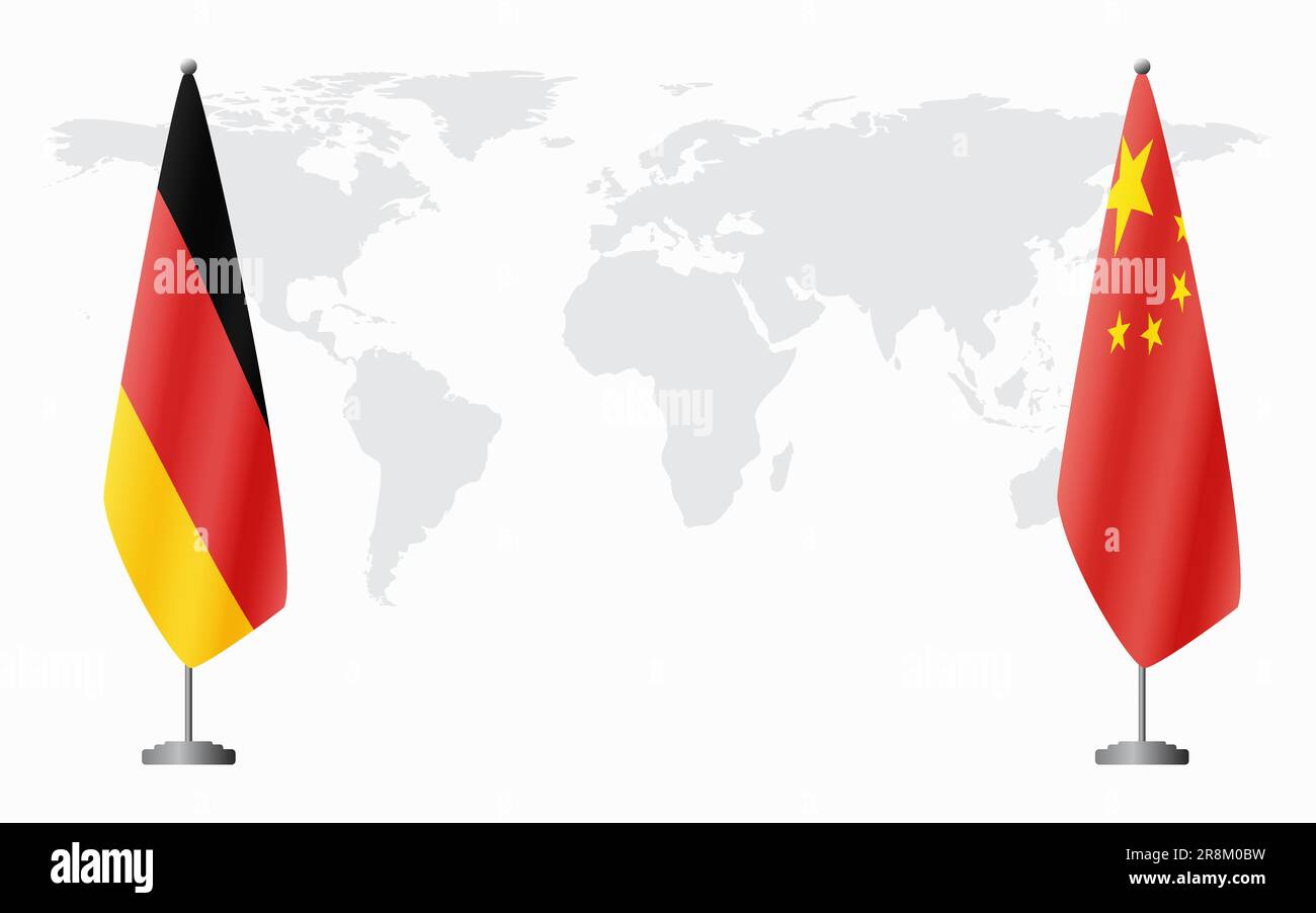 Germany and China flags for official meeting against background of ...