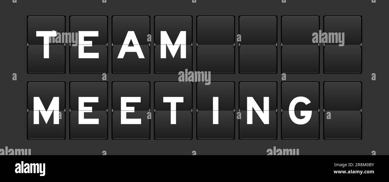Black color analog flip board with word team meeting on gray background ...