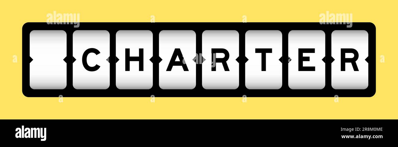 Black color in word charter on slot banner with yellow color background ...