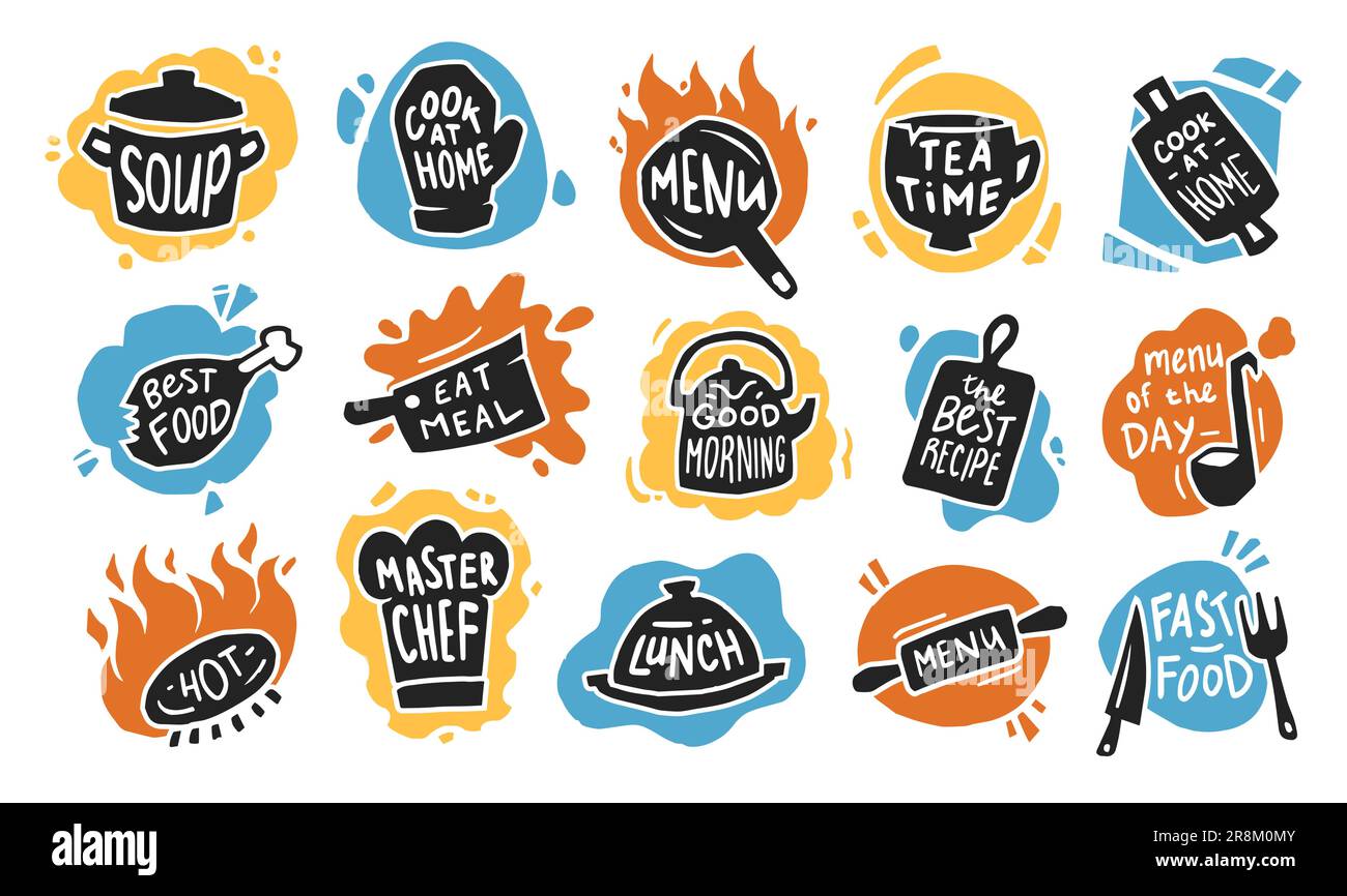 Food typography flat icon set Stock Vector Image & Art - Alamy