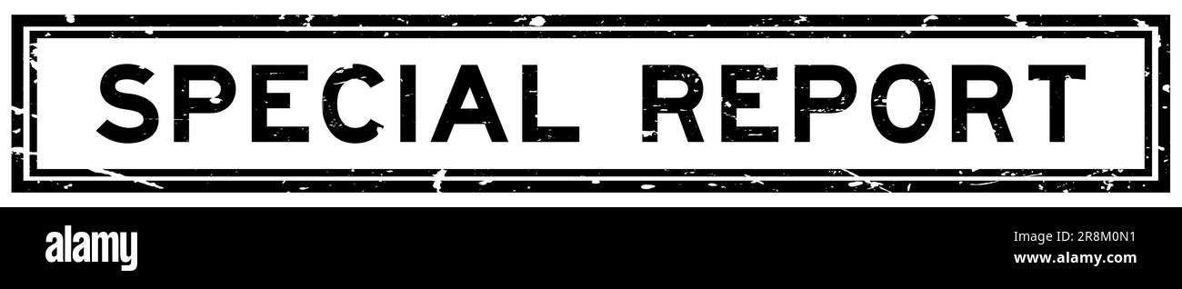 Grunge black special report word square rubber stamp in white ...