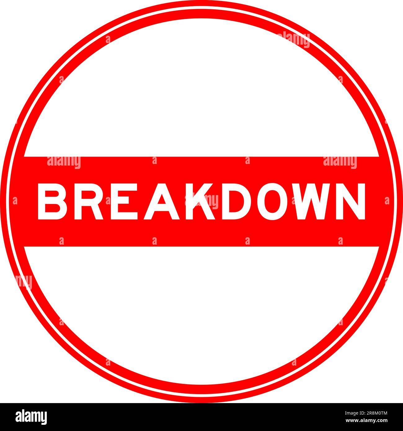 Red color round seal sticker in word breakdown on white background ...