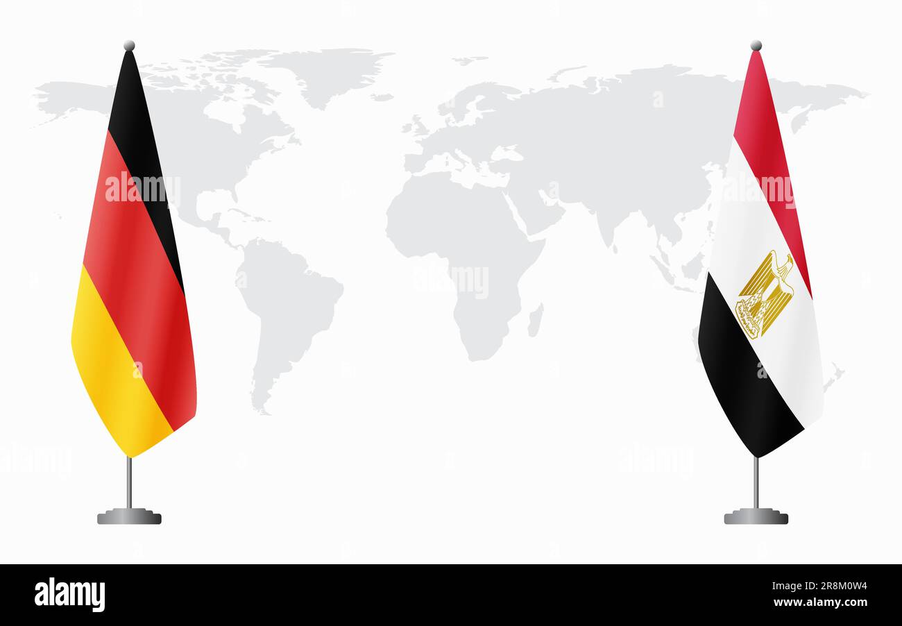 Germany and Egypt flags for official meeting against background of ...