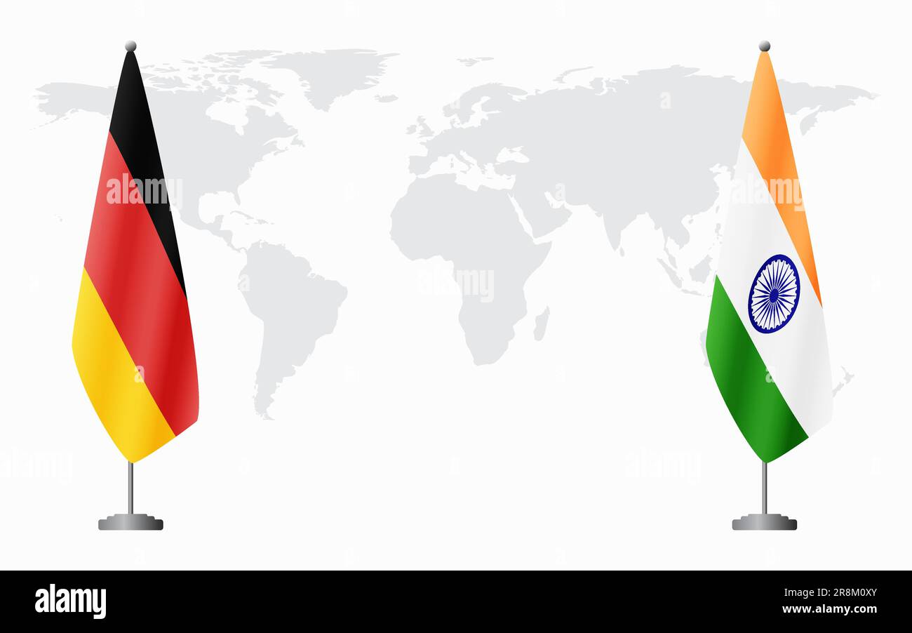 Germany and India flags for official meeting against background of ...