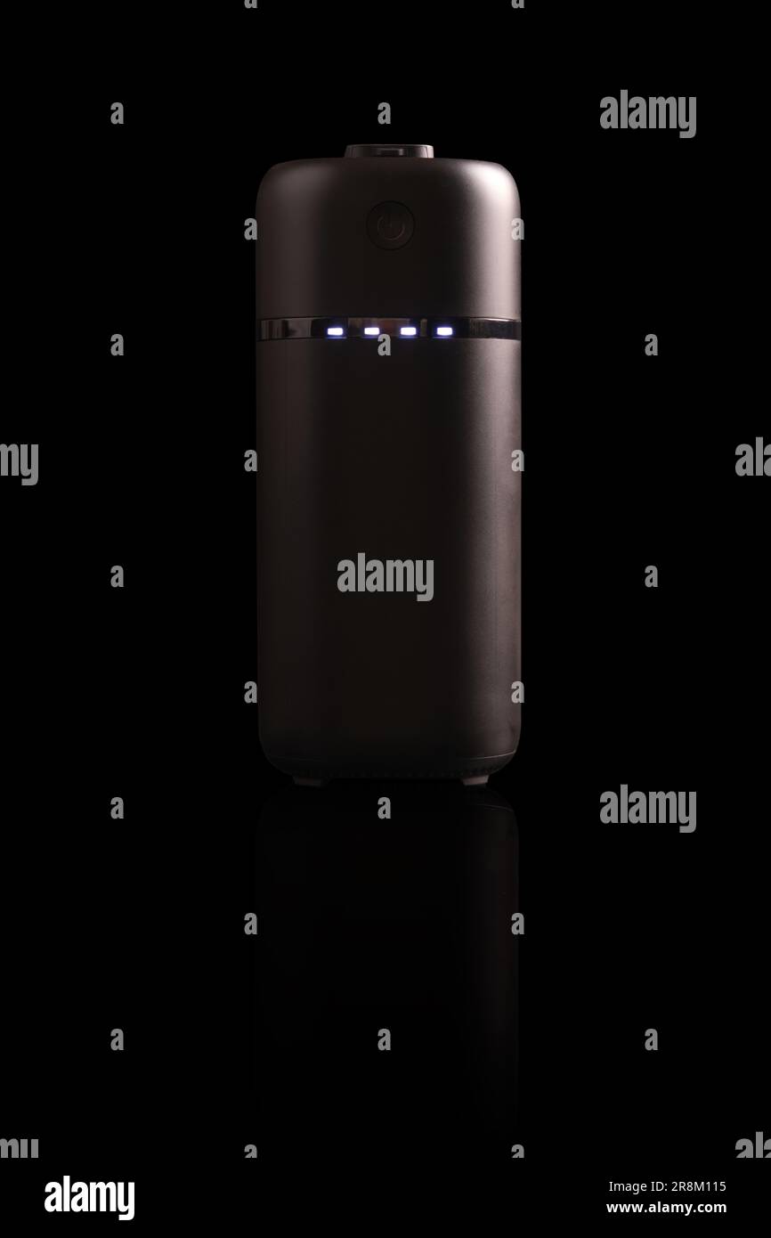 powerbank black on black background with light and reflection Stock ...