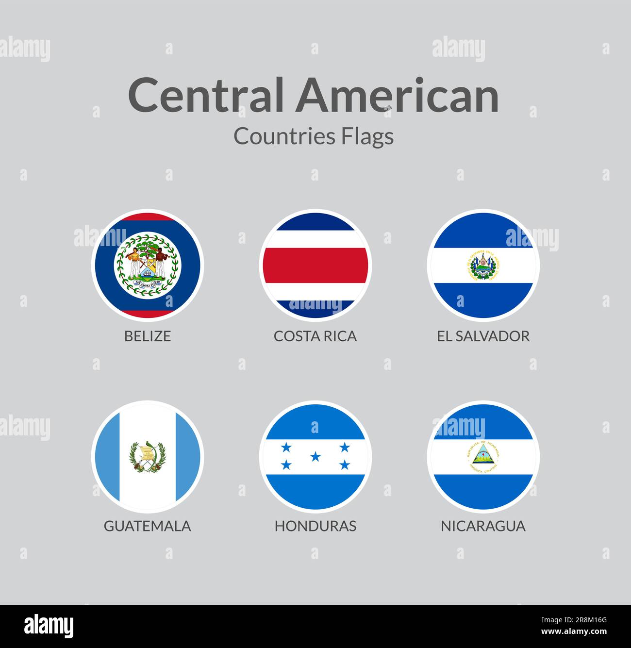 Central American countries flag icons collection Stock Vector Image ...
