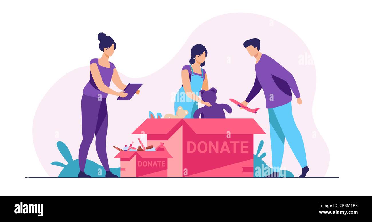 Volunteer help together donation Stock Vector Images - Alamy