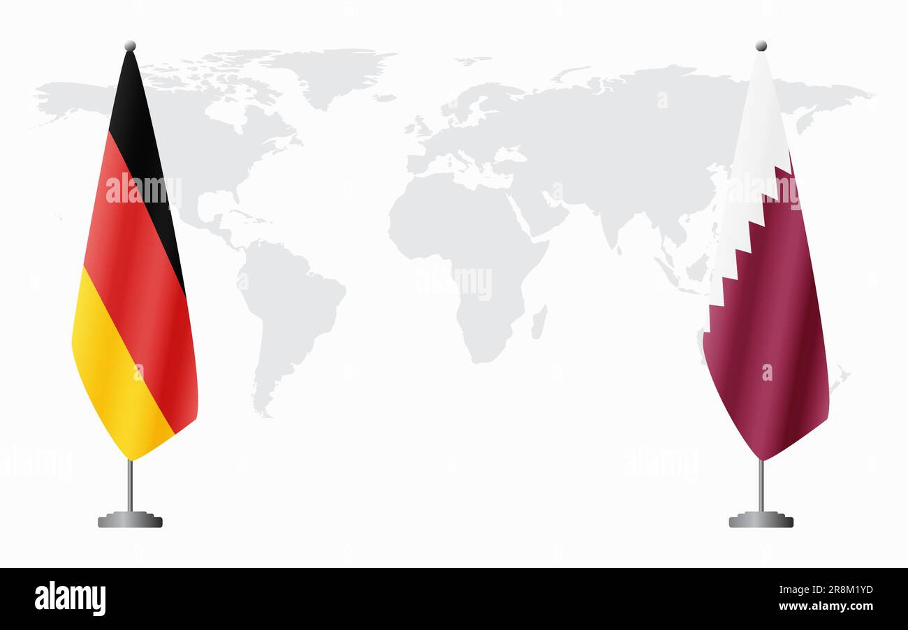 Germany and Qatar flags for official meeting against background of ...