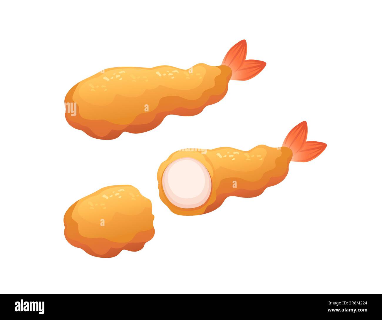 Fast food fried shrimp tasty seafood vector illustration isolated on ...